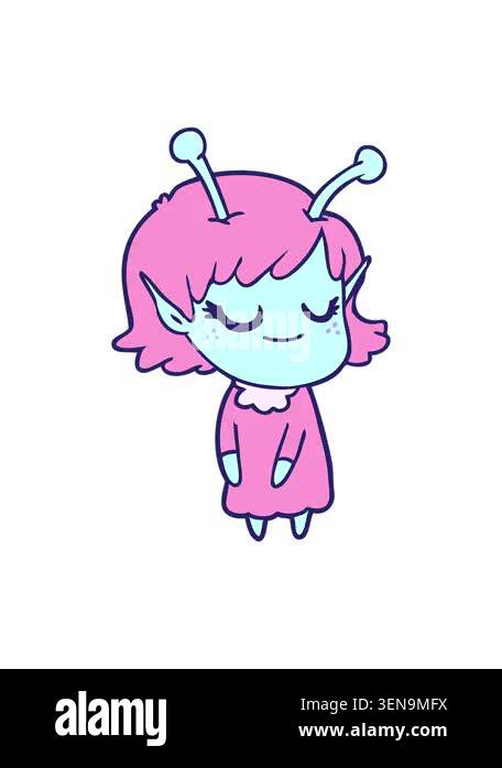 pixelize effect animation of smiling alien girl Stock Video Footage - Alamy
