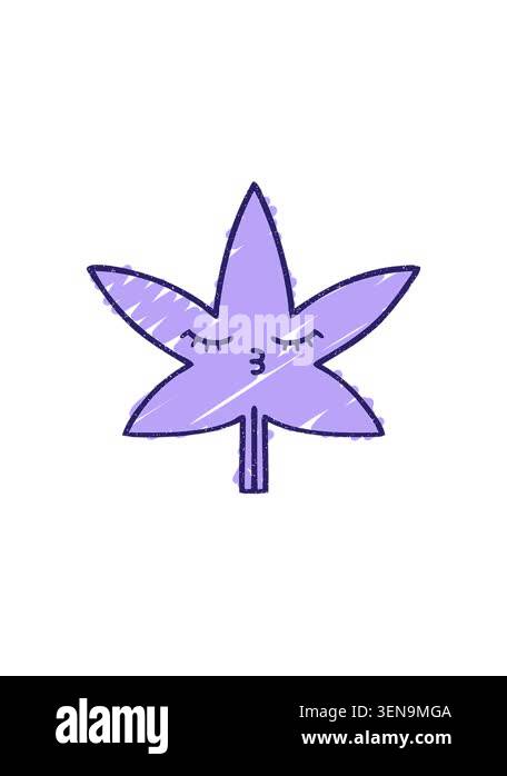 radioactive glowing animation of Cannabis Leaf Chalk Doodle Drawing ...