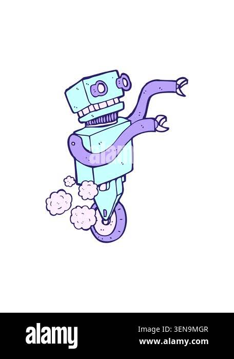 bobbing motion animation of cartoon funny robot Stock Video Footage - Alamy
