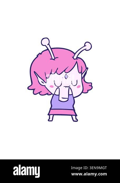 attention grabbing animation of cartoon of an alien girl Stock Video ...