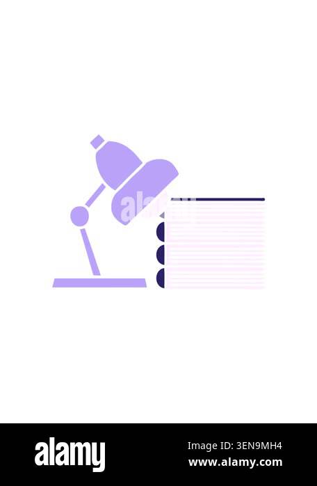 spinning motion animation of flat color retro cartoon of a study books ...