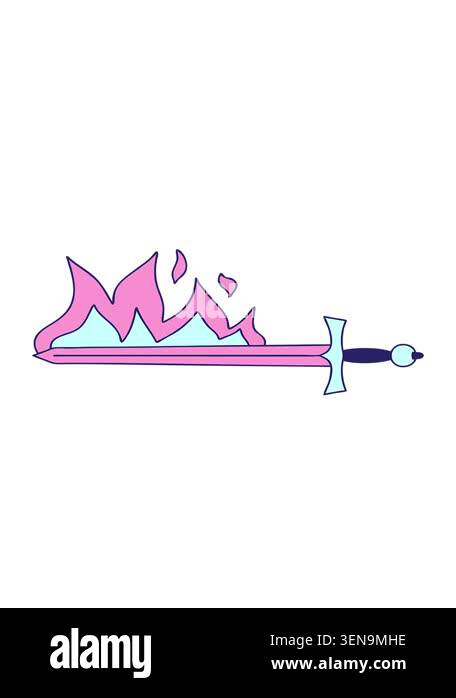 bobbing motion animation of hand drawn quirky cartoon flaming sword ...