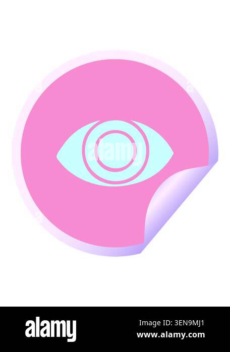 bob and pause animation of circular peeling sticker cartoon of a eye ...