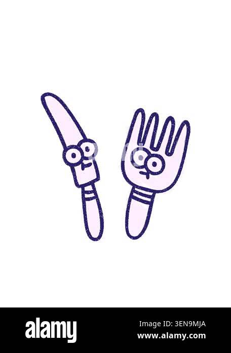 blinking radial lines animation of Cutlery Chalk Drawing Stock Video ...