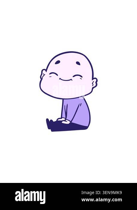 splitting effect animation of happy cartoon bald man Stock Video ...