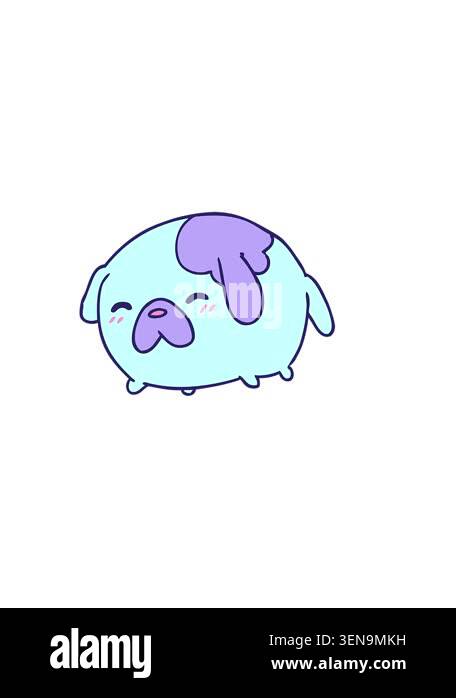 horizontally vibrating animation of friendly kawaii dog Stock Video ...