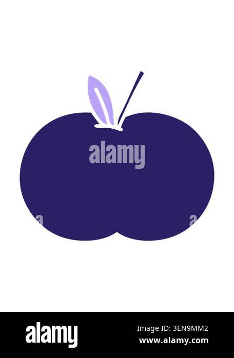 spinning motion animation of flat color retro cartoon of juicy apple ...