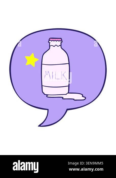 twinkling stars effect animation of cartoon pint of fresh milk with ...