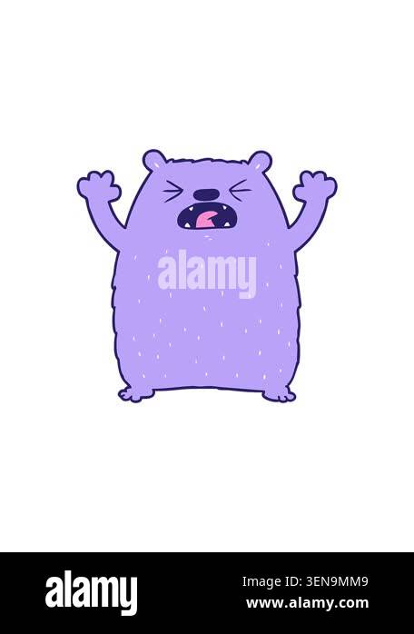 attention grabbing animation of neon bear cartoon character Stock Video ...