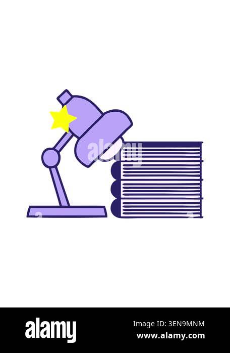 twinkling stars effect animation of cute cartoon of a study books and ...