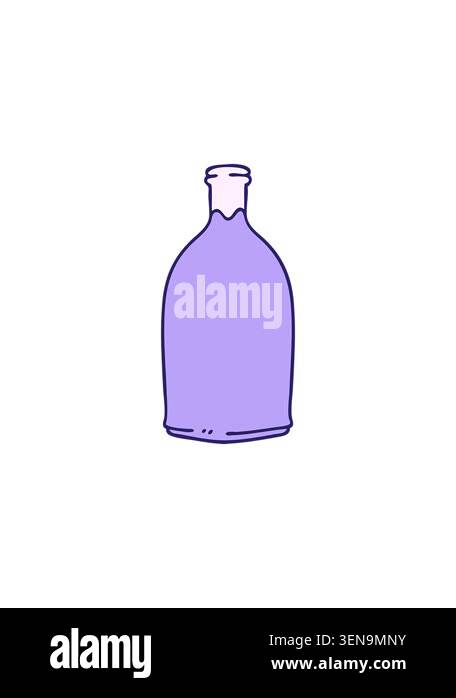 starburst effect animation of hand drawn quirky cartoon red wine bottle ...