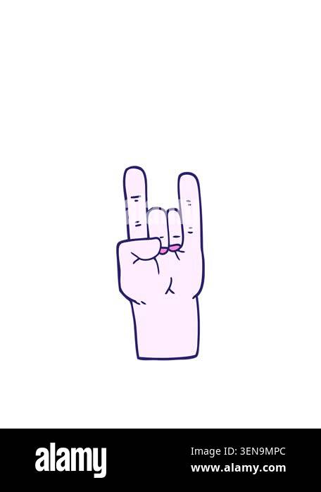 jumping motion animation of cartoon doodle rock music hand Stock Video ...