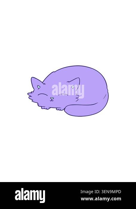 splitting effect animation of cartoon cat sleeping Stock Video Footage ...