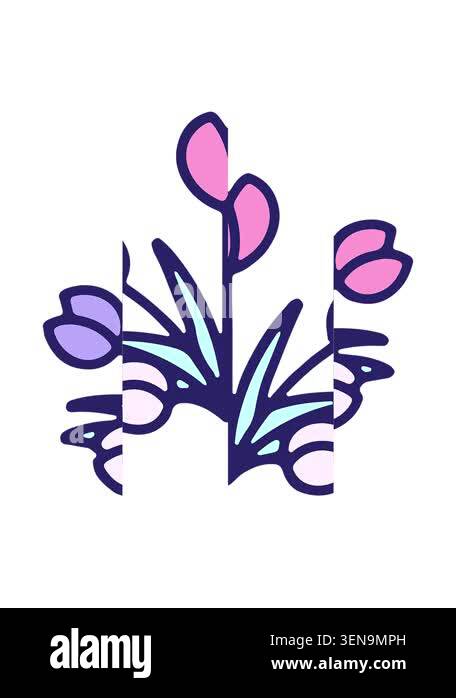 splitting motion animation of cartoon tulip flower design Stock Video ...