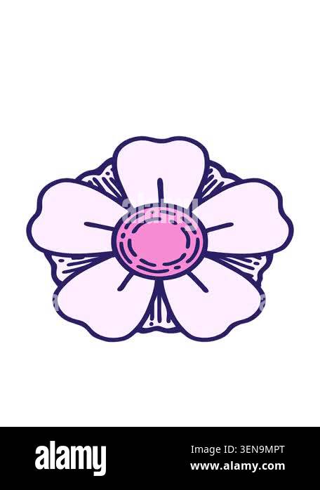 bobbing motion animation of traditional tattoo style decorative flower ...
