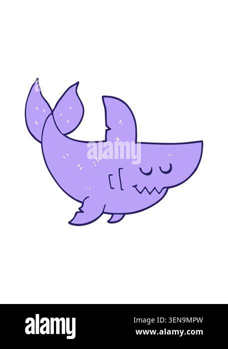 jiggle and pause animation of cartoon shark drawing Stock Video Footage ...