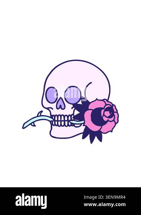 blinking radial lines animation of a skull and rose design Stock Video ...