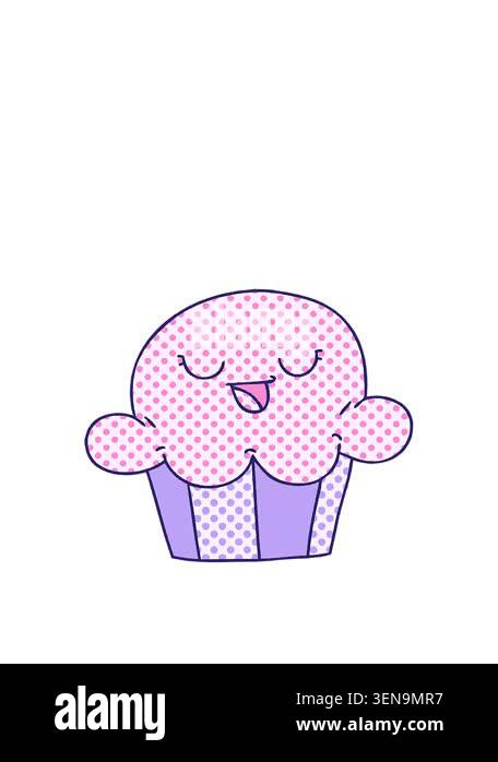 stretching up animation of comic book style quirky cartoon happy cake ...