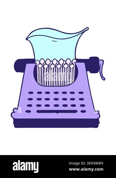 bob and pause animation of cartoon of a typewriter Stock Video Footage ...