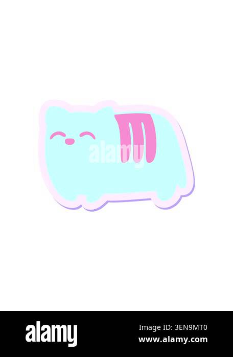 popping motion animation of loaf cat sticker Stock Video Footage - Alamy