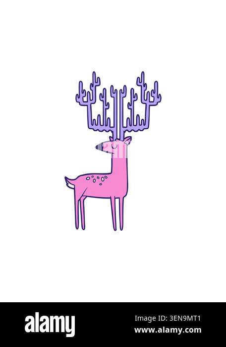 popping motion animation of cartoon stag with huge antlers Stock Video ...