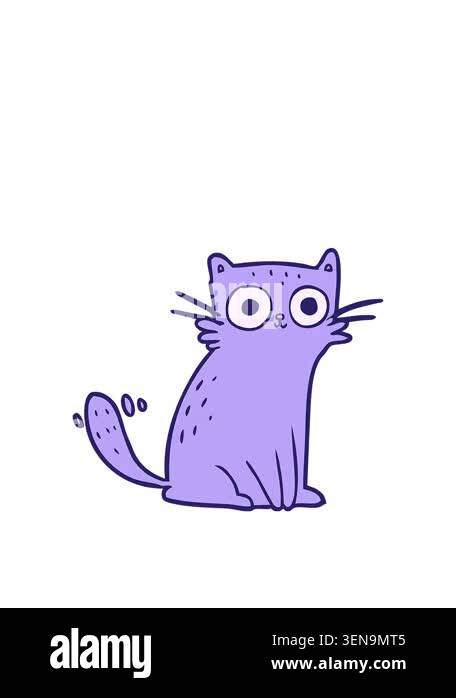 jumping motion animation of cartoon staring cat Stock Video Footage - Alamy