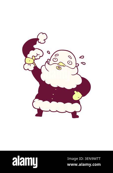 popping motion animation of cartoon santa claus waving his hat in ...