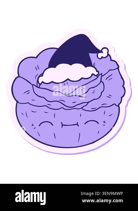 jiggle motion animation of hand drawn sticker cartoon of a cabbage ...