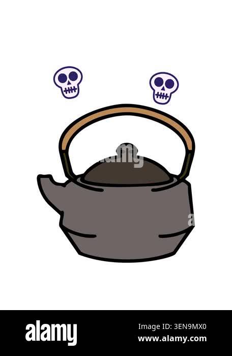 spinning skulls animation of a teapot of japanese tea Stock Video ...