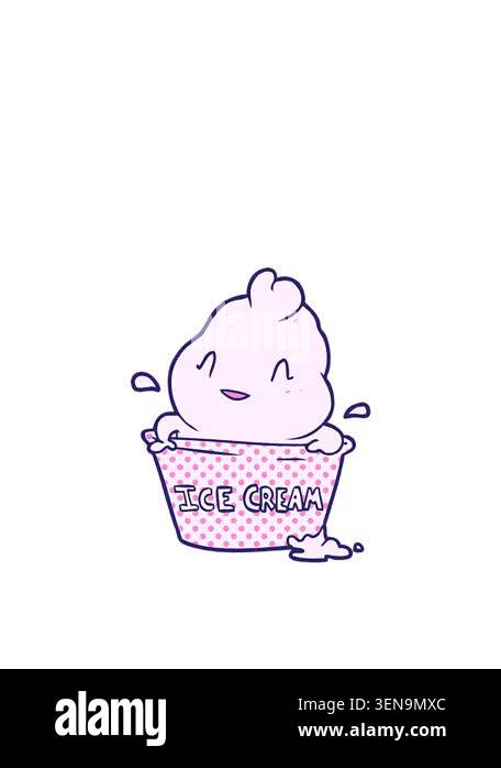 jumping motion animation of cute cartoon ice cream Stock Video Footage ...