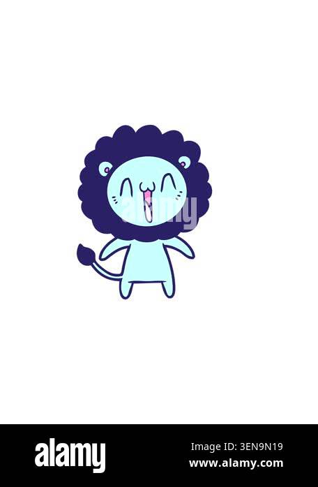 horizontally vibrating animation of happy cartoon of a lion Stock Video ...