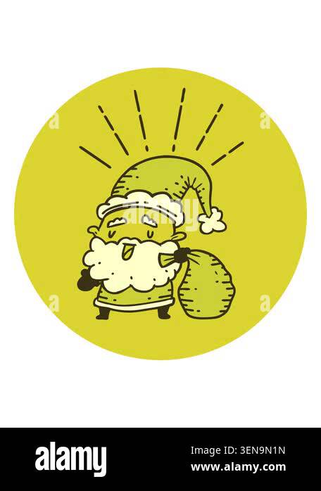 changing color animation of icon of a tattoo style santa claus ...