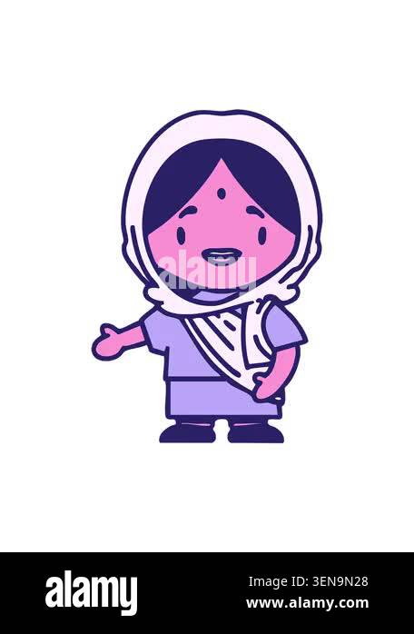spinning motion animation of indian woman showing the way cartoon Stock ...