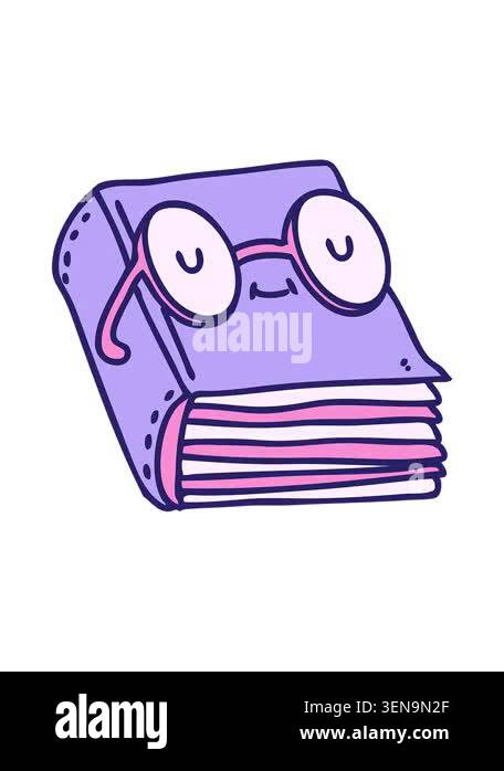 vibrating motion animation of cartoon of a book wearing spectacles ...