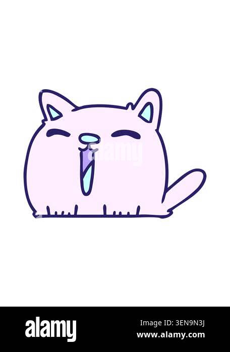 shine light effect animation of free hand drawn cute kawaii cat Stock ...