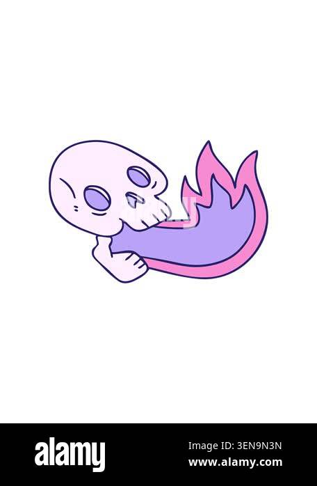 splitting effect animation of fire breathing hand drawn quirky cartoon ...