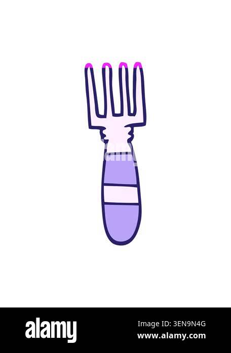 power up animation of hand drawn doodle style cartoon fork Stock Video ...