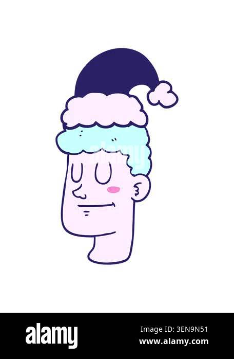 pixelize effect animation of cartoon man wearing christmas hat Stock ...
