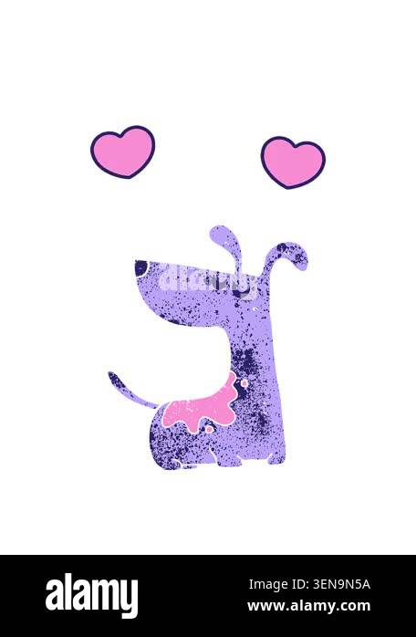 spinning hearts animation of cartoon happy dog drawing Stock Video ...