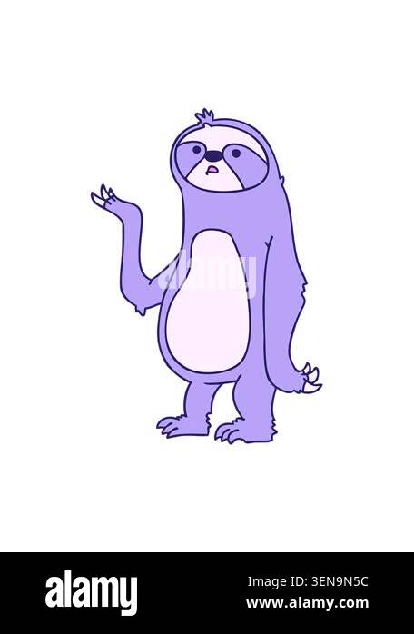 vibrating motion animation of hand drawn quirky cartoon sloth Stock ...