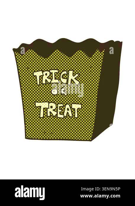 changing color animation of freehand drawn cartoon trick or treat bag ...