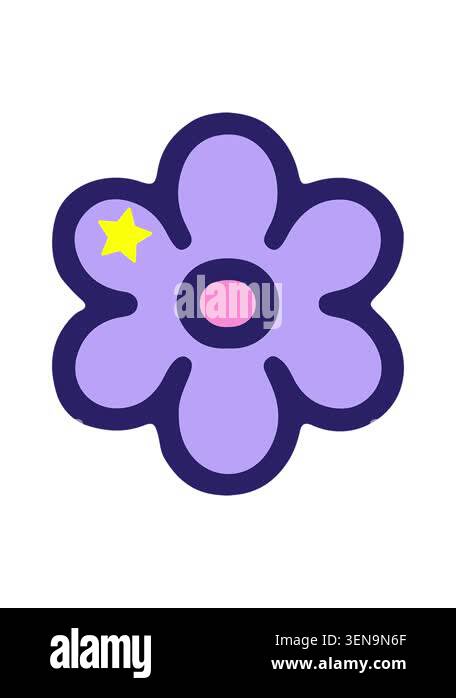 twinkling stars effect animation of simple flower drawing design Stock ...
