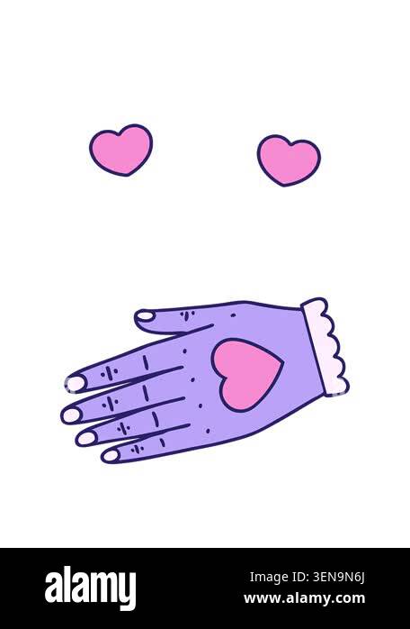 spinning hearts animation of a hand icon Stock Video Footage - Alamy