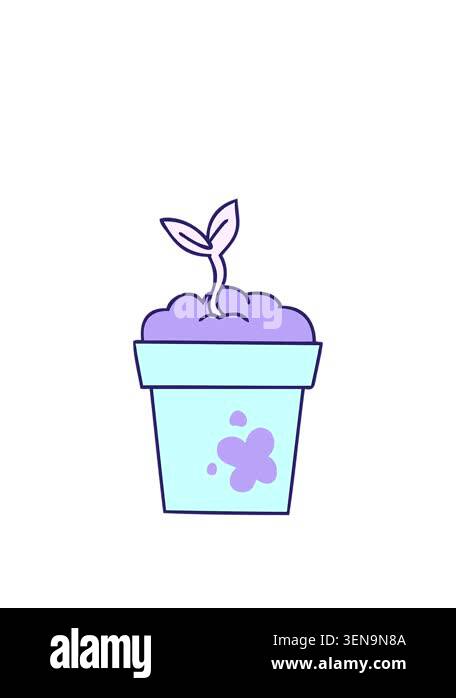 stretching up animation of hand drawn quirky cartoon seedling Stock ...