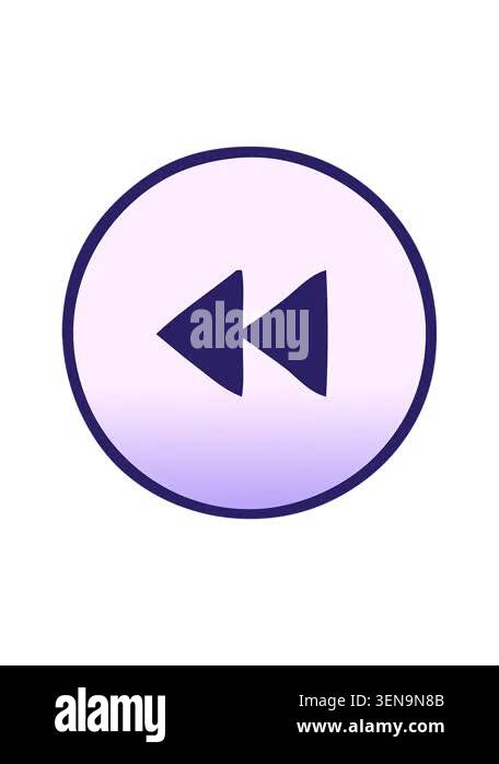 Vertical video showing animated rewind button icon with a purple ...