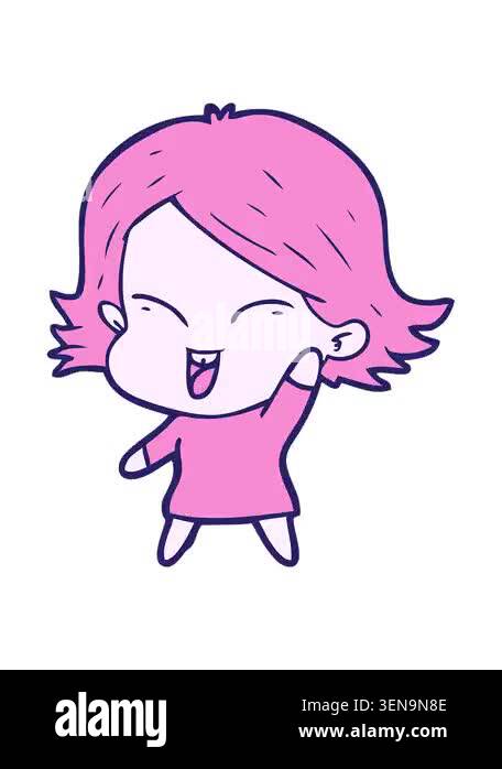 shivering motion animation of happy cartoon girl drawing Stock Video ...