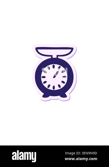 starburst effect animation of sticker of a cute cartoon weighing scale ...