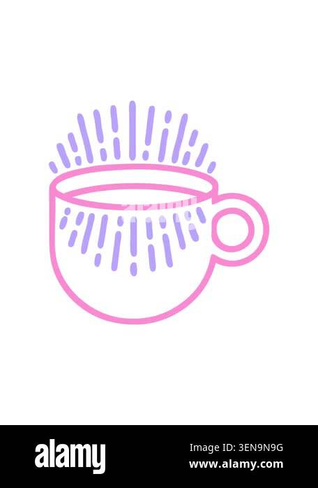spinning motion animation of tattoo in black line style of cup of ...