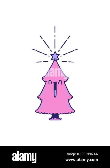 shivering motion animation of tattoo style christmas tree with star ...