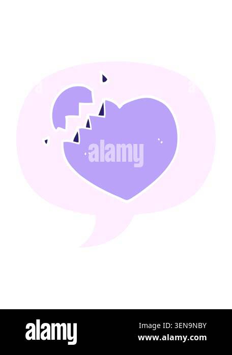 bob and pause animation of cartoon broken heart with speech bubble in ...